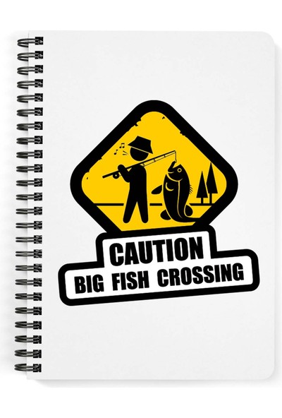 Balık Tutan Adam Baskılı Ahşap Kapaklı Defter 15X20 cm DFT829