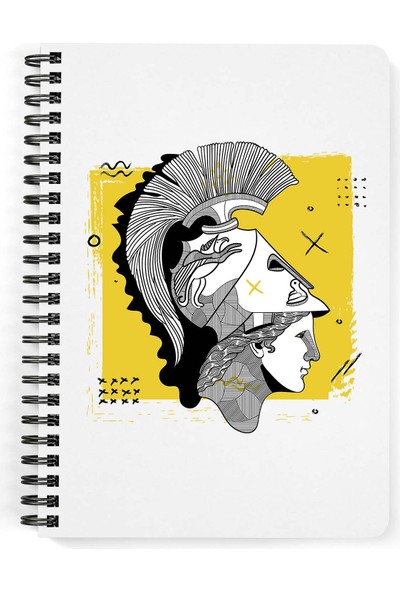 Yunan Bilgelik Tanrıçası Baskılı Ahşap Kapaklı Defter 15X20 cm DFT902