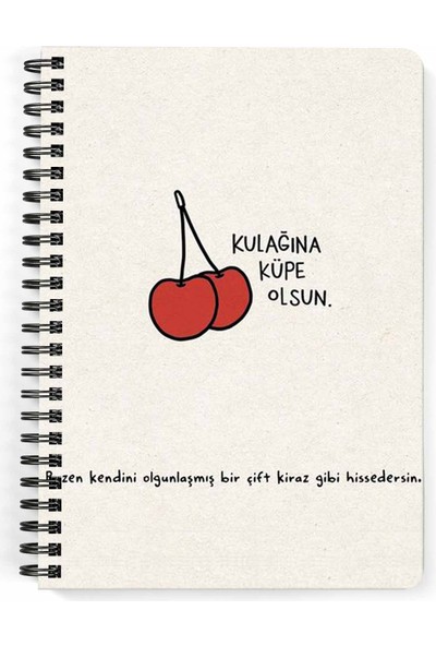 Küpe Olsun Baskılı Ahşap Kapaklı Defter 15X20 cm DFT4031