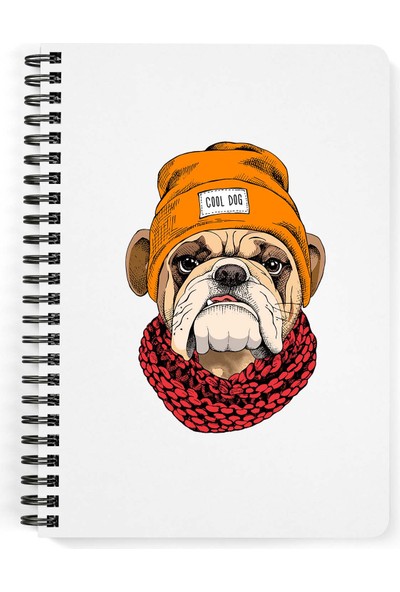 Şapkalı Köpek Baskılı Ahşap Kapaklı Defter 15X20 cm DFT863