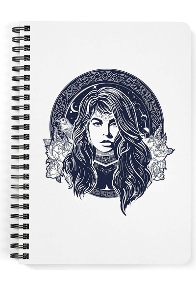 Çiçekli Kadın Baskılı Ahşap Kapaklı Defter 15X20 cm DFT1383