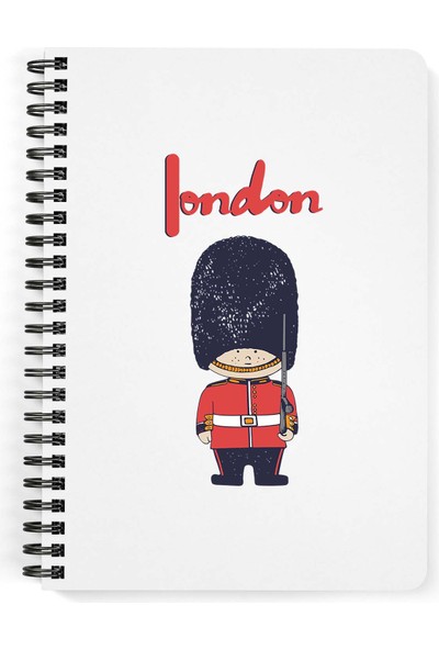 Astak London Asker Baskılı Ahşap Kapaklı Defter 15X20 cm DFT1346