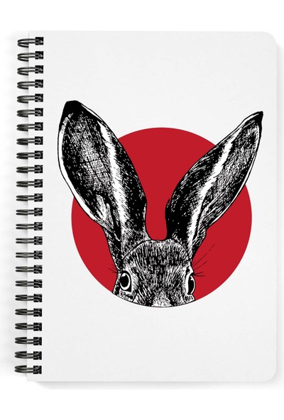 Uzun Kulaklı Tavşan Baskılı Ahşap Kapaklı Defter 15X20 cm DFT847