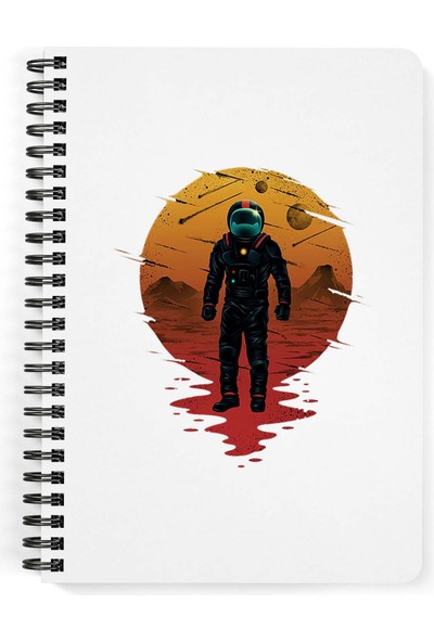 Astak Astronot Baskılı Ahşap Kapaklı Defter 15X20 cm DFT1967