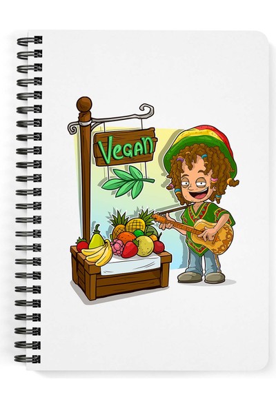 Astak Vegan Baskılı Ahşap Kapaklı Defter 15X20 cm DFT1326