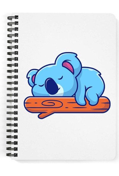 Uyuyan Koala Baskılı Ahşap Kapaklı Defter 15X20 cm DFT804