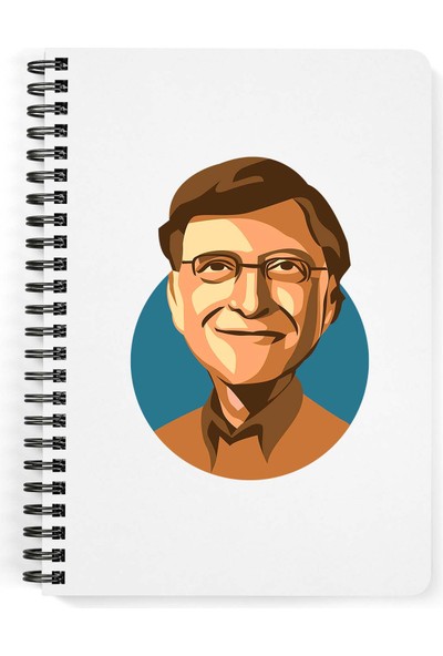 Bill Gates Baskılı Ahşap Kapaklı Defter 15X20 cm DFT880