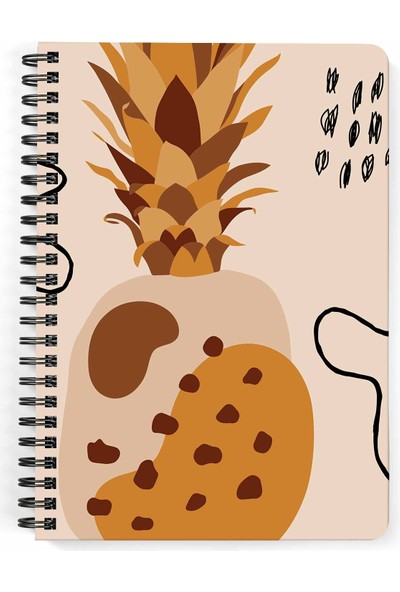 Ananas Baskılı Ahşap Kapaklı Defter 15X20 cm DFT5240