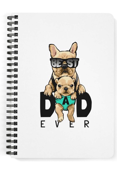 Baba Yavru Köpek Baskılı Ahşap Kapaklı Defter 15X20 cm DFT828