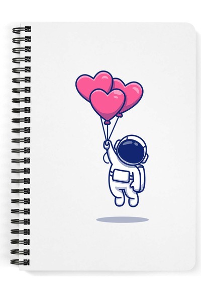 Aşk Balonu Baskılı Ahşap Kapaklı Defter 15X20 cm DFT1884