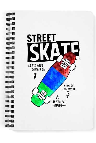 Astak Street Skate Baskılı Ahşap Kapaklı Defter 15X20 cm DFT1990