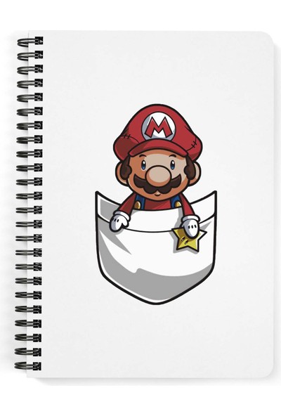 Süper Mario Baskılı Ahşap Kapaklı Defter 15X20 cm DFT5892