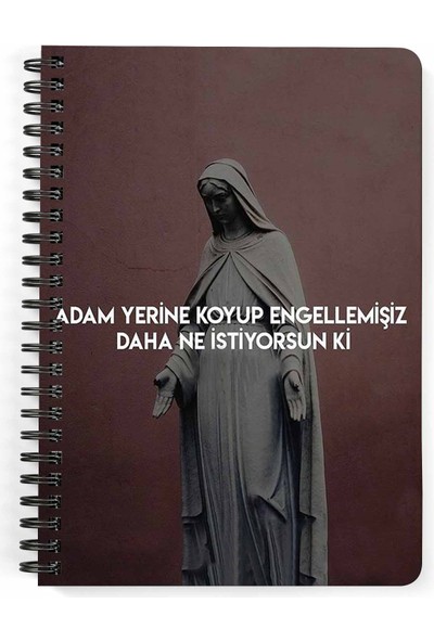 Heykel Baskılı Ahşap Kapaklı Defter 15X20 cm DFT2532