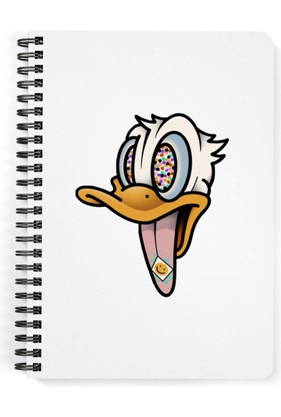 Trippy Cartoon Baskılı Ahşap Kapaklı Defter 15X20 cm DFT6765