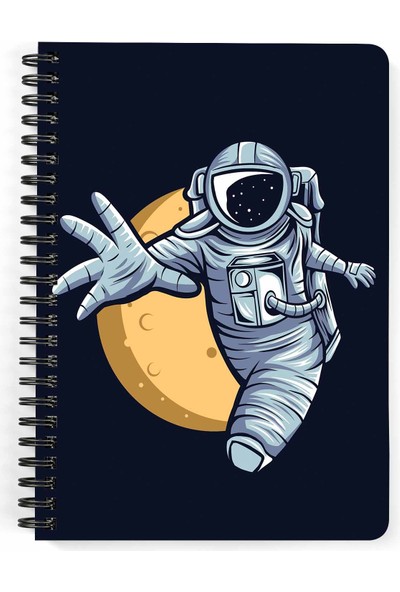 Astronot Baskılı Ahşap Kapaklı Defter 15X20 cm DFT5295