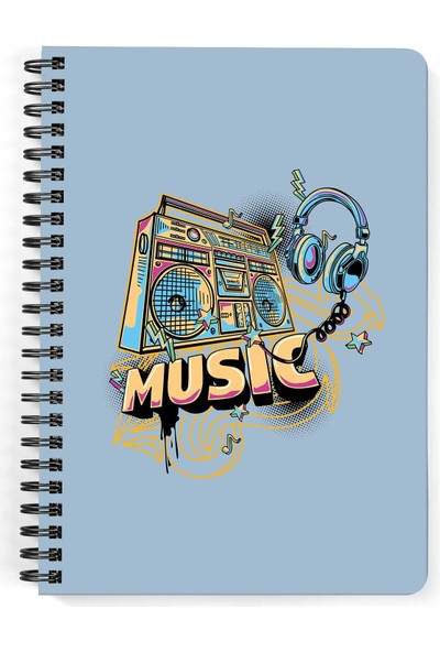 Music Baskılı Ahşap Kapaklı Defter 15X20 cm DFT5323