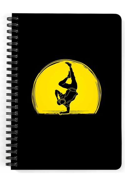 Break Dance Baskılı Ahşap Kapaklı Defter 15X20 cm DFT5359