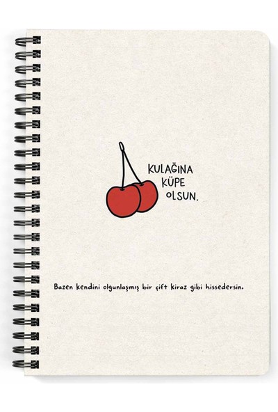 Küpe Olsun Baskılı Ahşap Kapaklı Defter 15X20 cm DFT5072