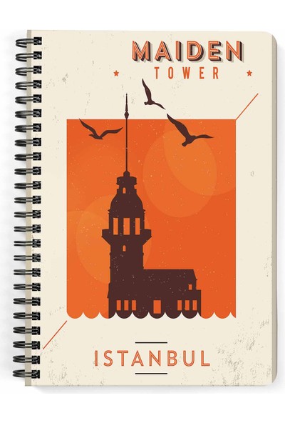 Kız Kulesi Baskılı Ahşap Kapaklı Defter 15X20 cm DFT5059