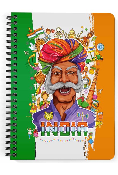 Hindistan Baskılı Ahşap Kapaklı Defter 15X20 cm DFT3998