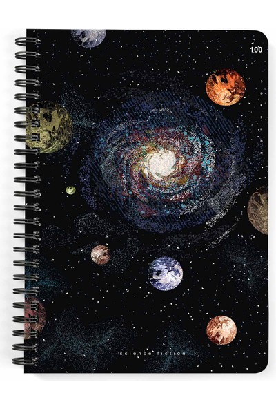 Gezegenler Baskılı Ahşap Kapaklı Defter 15X20 cm DFT5147