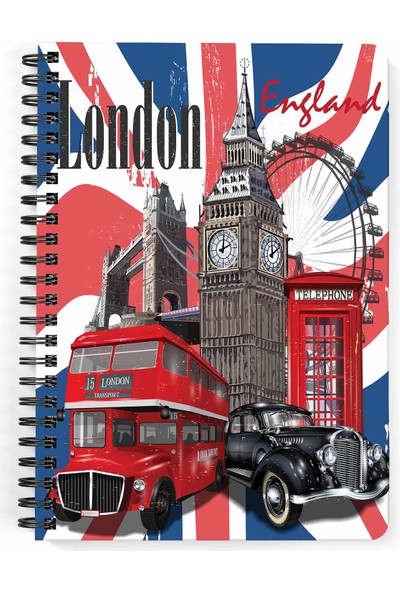 Londra Baskılı Ahşap Kapaklı Defter 15X20 cm DFT5085