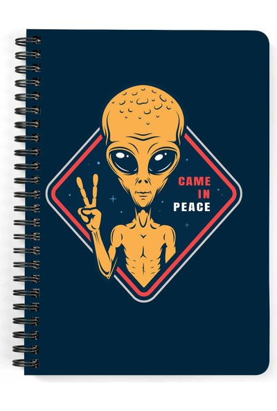 Came In Peace Baskılı Ahşap Kapaklı Defter 15X20 cm DFT5298