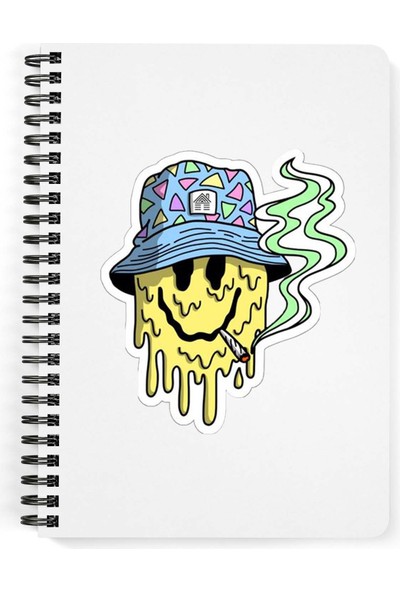 Stoney Smiley Baskılı Ahşap Kapaklı Defter 15X20 cm DFT6634