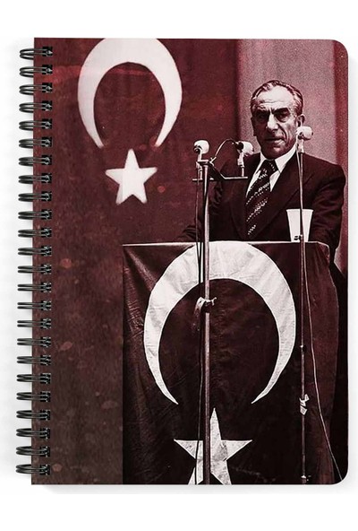 Alparslan Türkeş Baskılı Ahşap Kapaklı Defter 15X20 cm DFT3808