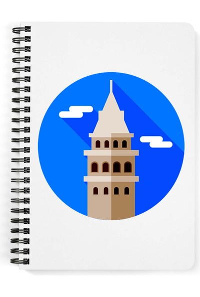 Galata Kulesi Baskılı Ahşap Kapaklı Defter 15X20 cm DFT6224