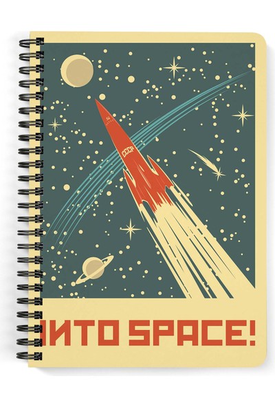 Into Space Baskılı Ahşap Kapaklı Defter 15X20 cm DFT577