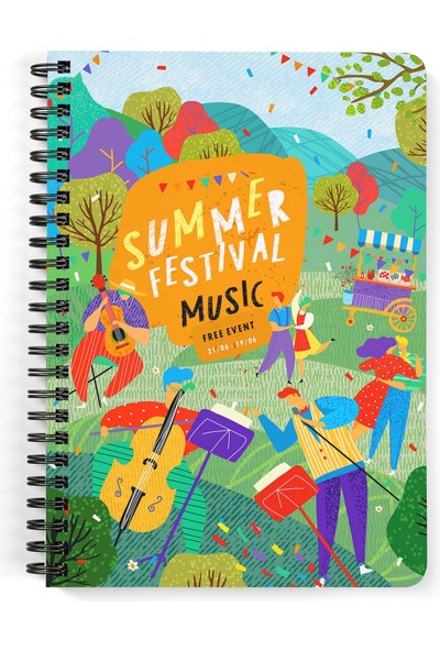 Yaz Festivali Baskılı Ahşap Kapaklı Defter 15X20 cm DFT589 Yaz Festivali Baskılı Ahşap Kapaklı Defter 15X20 cm DFT589