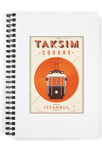 Istanbul Taksim Baskılı Ahşap Kapaklı Defter 15X20 cm DFT2279