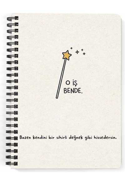 O Iş Bende Baskılı Ahşap Kapaklı Defter 15X20 cm DFT3991