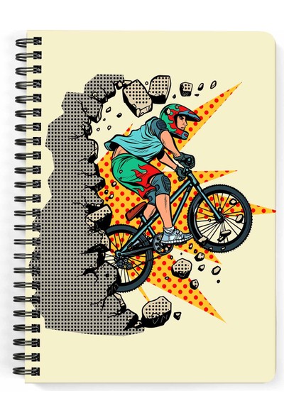 Bisiklet Baskılı Ahşap Kapaklı Defter 15X20 cm DFT2663