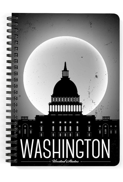 Astak Washington Baskılı Ahşap Kapaklı Defter 15X20 cm DFT2685
