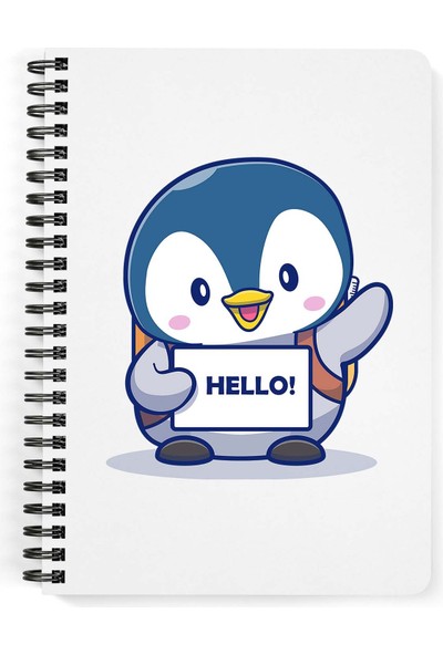 Merhaba Diyen Penguenbaskılı Ahşap Kapaklı Defter 15X20 cm DFT799 Merhaba Diyen Penguenbaskılı Ahşap Kapaklı Defter 15X20 cm DFT799