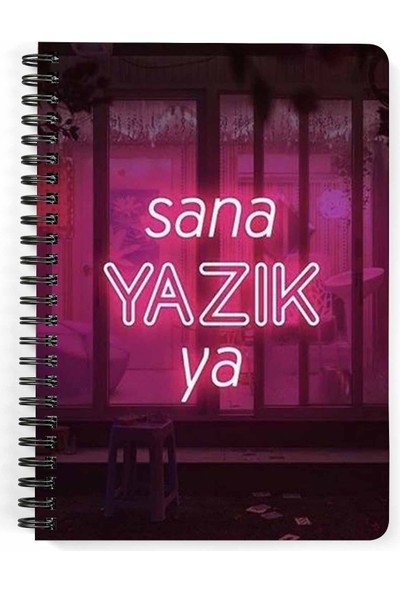 Sana Yazık Ya Baskılı Ahşap Kapaklı Defter 15X20 cm DFT2557 Sana Yazık Ya Baskılı Ahşap Kapaklı Defter 15X20 cm DFT2557
