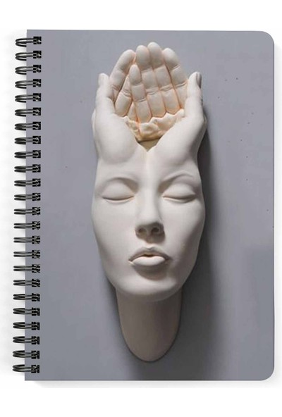 Heykel Yüz Baskılı Ahşap Kapaklı Defter 15X20 cm DFT3079