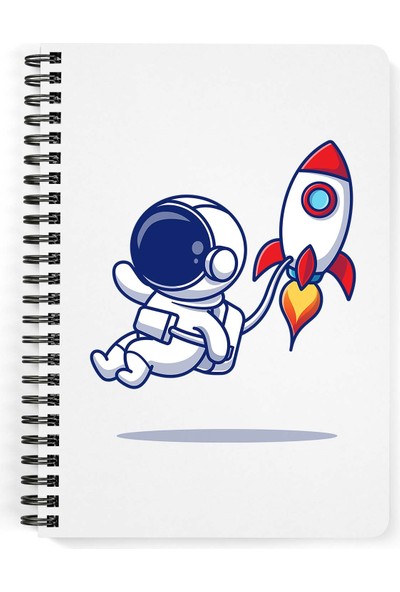 Astak Uzay Mekiği Baskılı Ahşap Kapaklı Defter 15X20 cm DFT1891