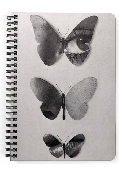Kelebek Baskılı Ahşap Kapaklı Defter 15X20 cm DFT3373