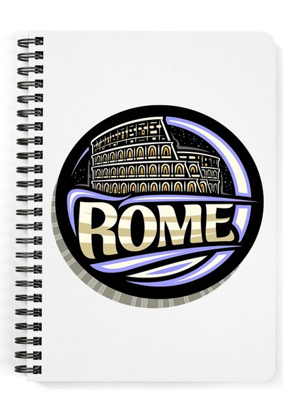 Rome Baskılı Ahşap Kapaklı Defter 15X20 cm DFT2167