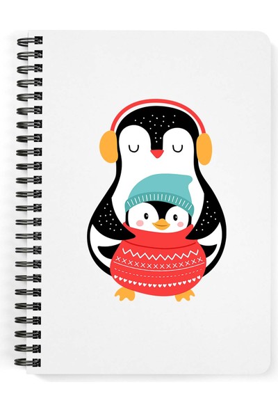 Astak Anne ve Yavru Penguen Baskılı Ahşap Kapaklı Defter 15X20 cm DFT773