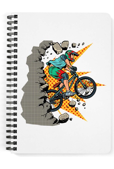 Dağ Bisikleti Baskılı Ahşap Kapaklı Defter 15X20 cm DFT1991