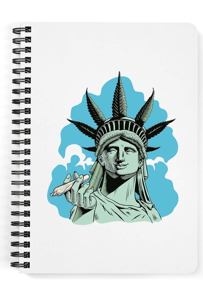 Özgürlük Heykeli Baskılı Ahşap Kapaklı Defter 15X20 cm DFT1373