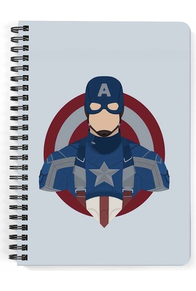 Astak Captan America Baskılı Ahşap Kapaklı Defter 15X20 cm DFT4850