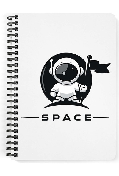 Astronot Baskılı Ahşap Kapaklı Defter 15X20 cm DFT1978