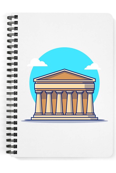 Yunanistan Baskılı Ahşap Kapaklı Defter 15X20 cm DFT2132