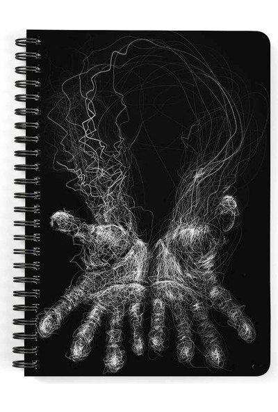 Soyut Insan Baskılı Ahşap Kapaklı Defter 15X20 cm DFT3074