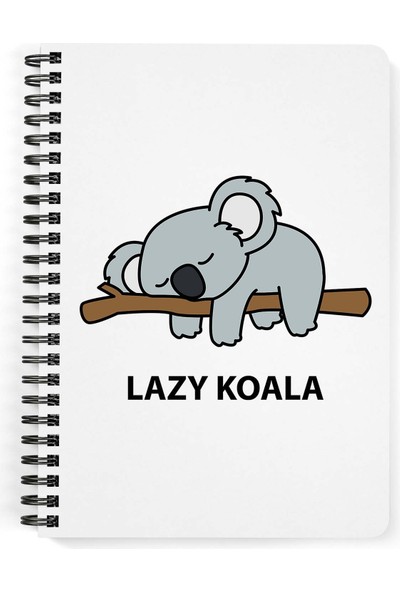 Tembel Koala Baskılı Ahşap Kapaklı Defter 15X20 cm DFT789